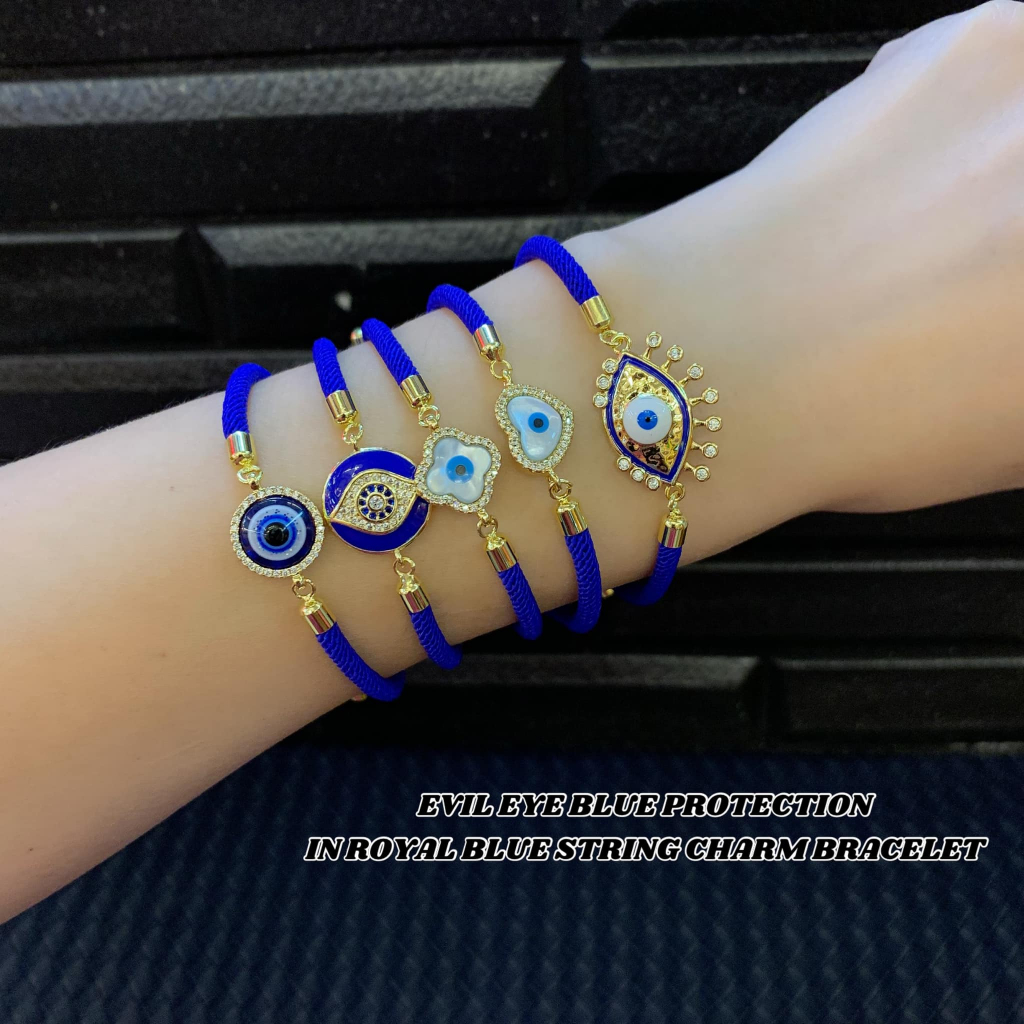 EVIL EYE BLUE PROTECTION IN ROYAL BLUE STRING CHARM BRACELET | Shopee ...
