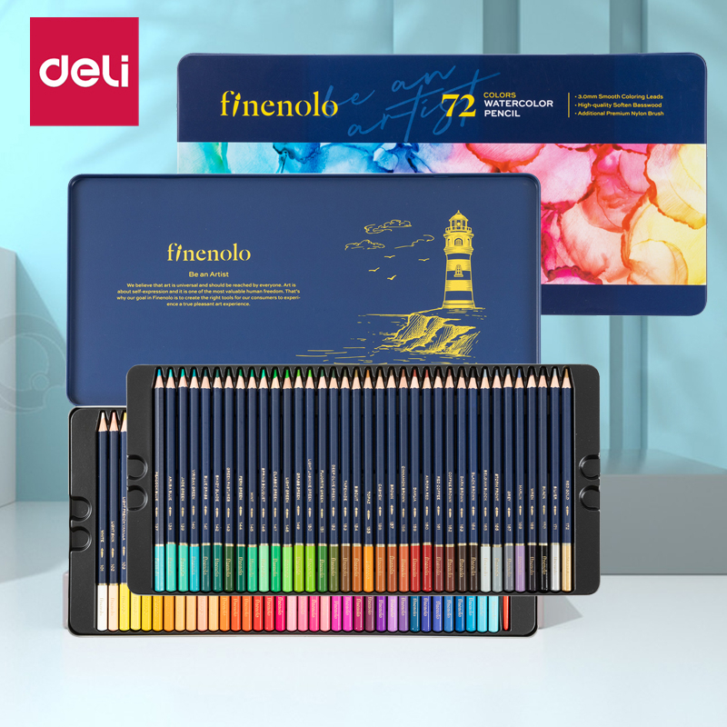 Deli 24/36/48/72 Colors Water Soluble Colored Pencil Professional Hand ...