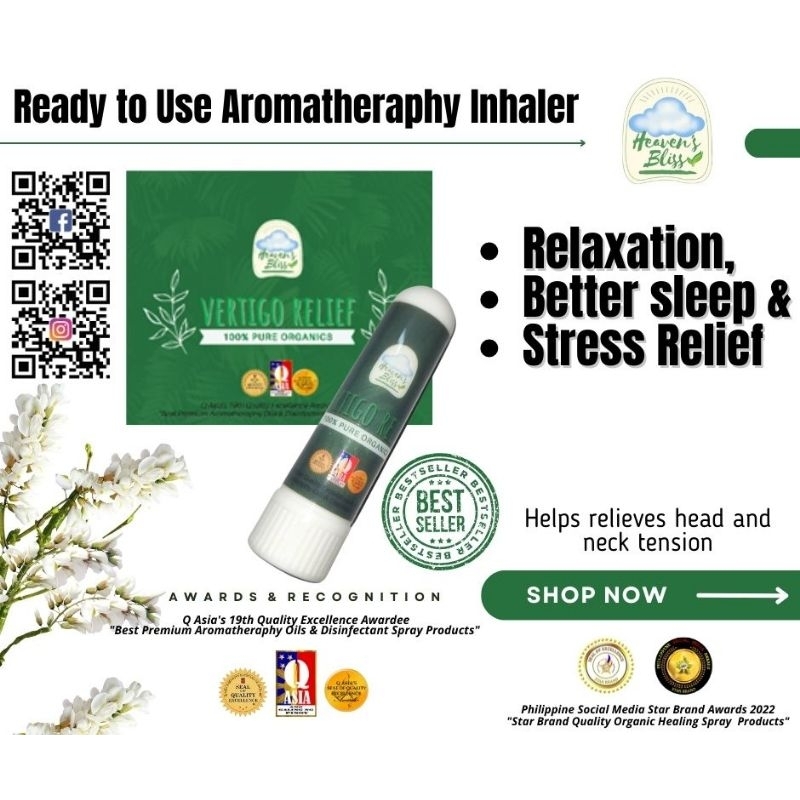 HEAVEN'S BLISS VERTIGO RELIEF AROMATHERAPY NASAL VAPOR INHALER | Shopee ...