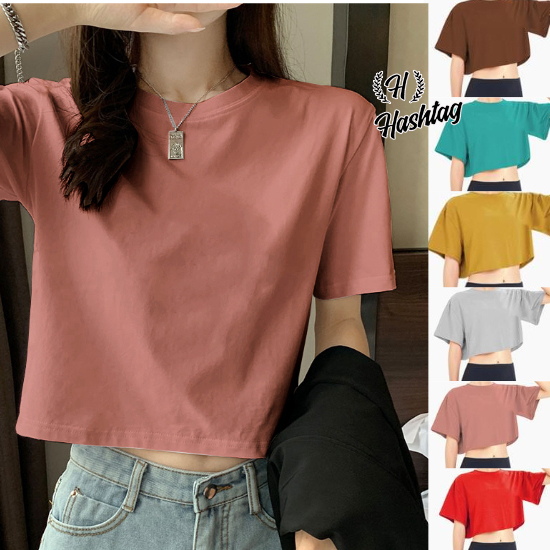 Plain Cropped tops ladies Are Simple And Comfortable In Solid Color And ...