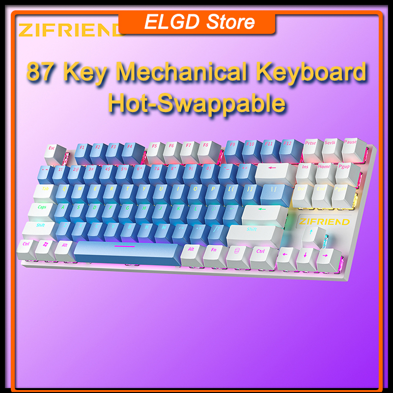 ZIFRIEND KY400 87 Keys Mechanical Keyboard Wired Blue Switch/Red Switch Metal RGB Gaming ...
