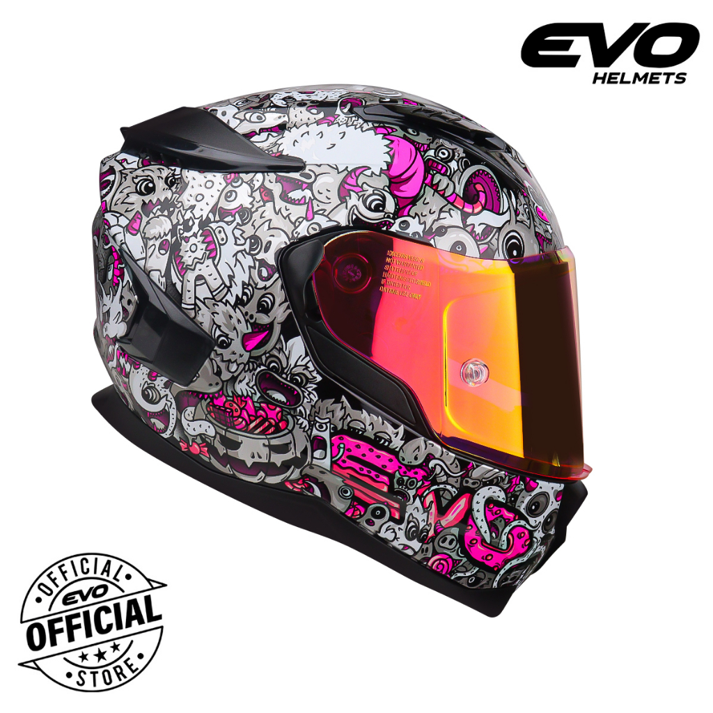 EVO AR-01 Beastie Full Face Dual Visor Helmet Motorcycle With Free ...