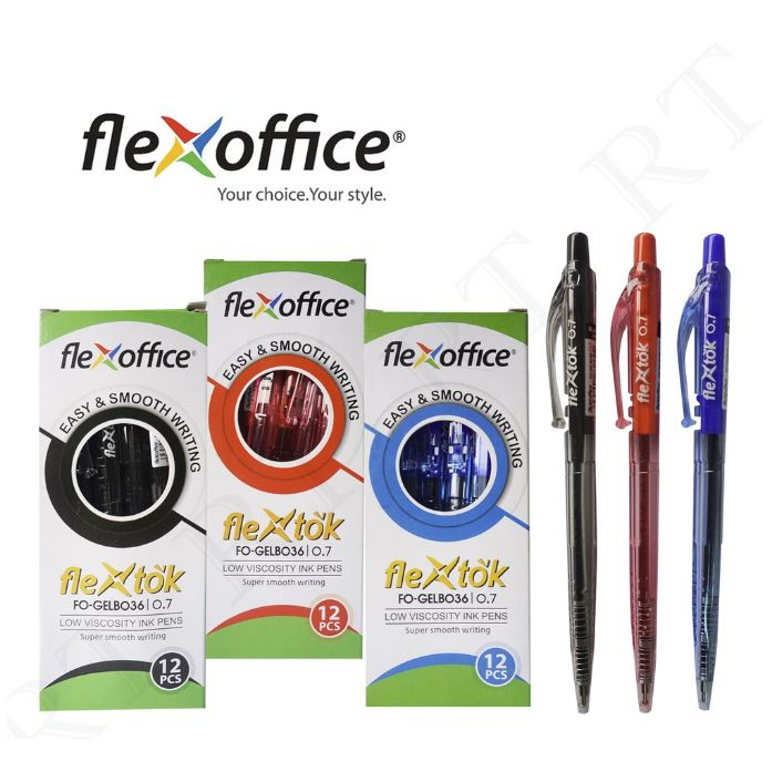 FlexTok Retractable Ballpen Flex Tok Office Ball Point Pen 12pcs ...