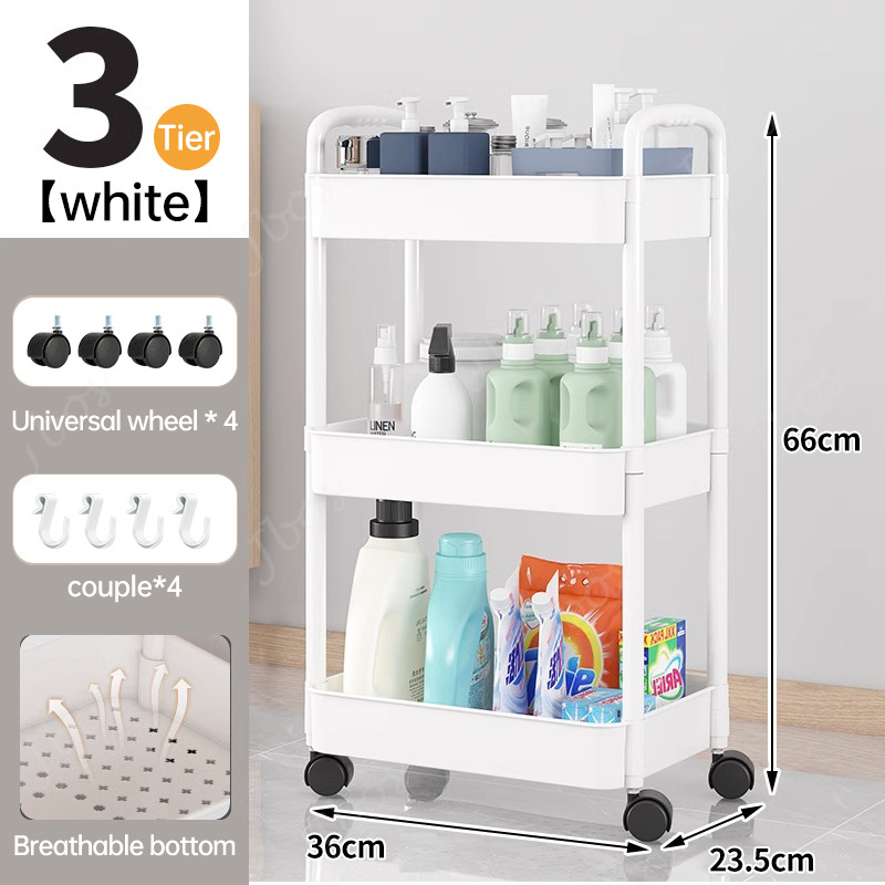 3/4/5 Layer Trolley Cart Organizer Moving Rack Storage Shelf for Room ...