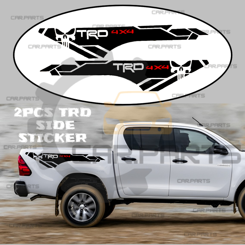 CP 2Pcs TRD Car Rear Trunk Side Sticker Truck Decal Vinyl Flame Sticker ...