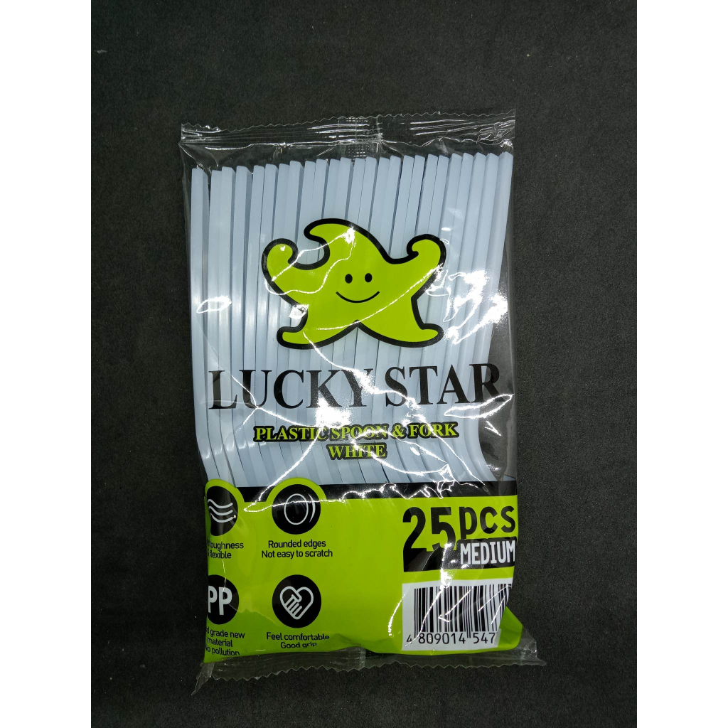 LUCKY STAR FORK MEDIUM | PLASTIC FORK LS WHITE | DISPOSABLE FORK | 25 ...