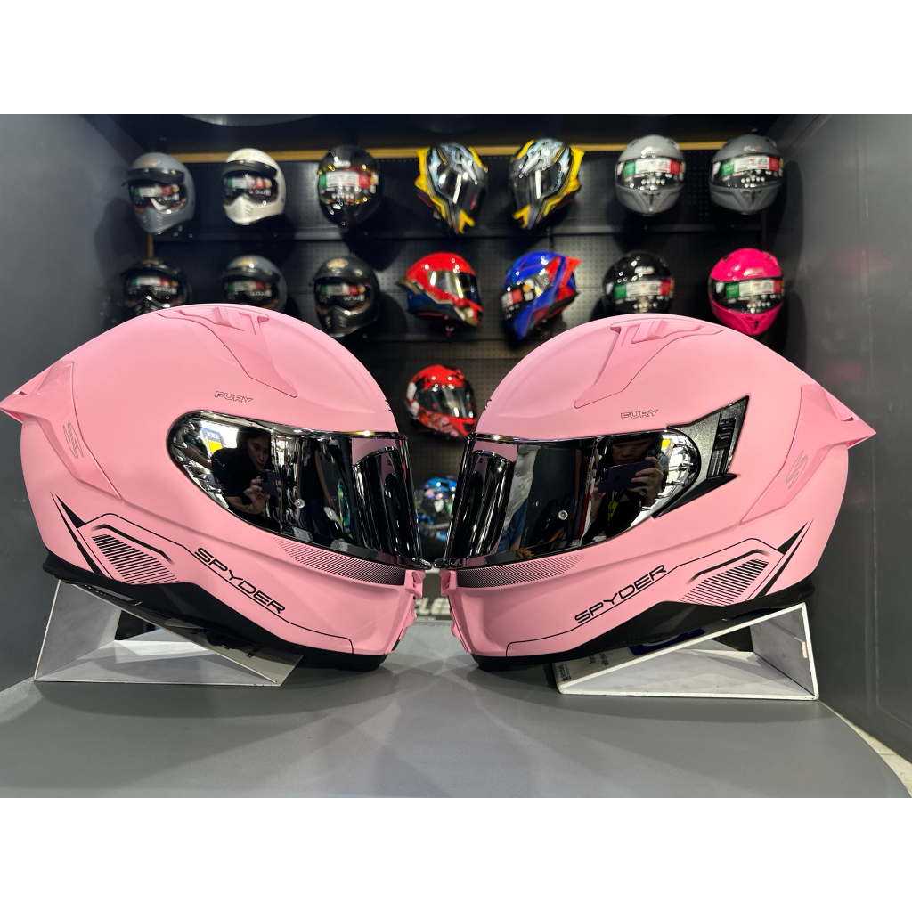 SPYDER FURY PLAIN FULL FACE DUAL VISOR MOTORCYCLE COUPLE HELMET ...
