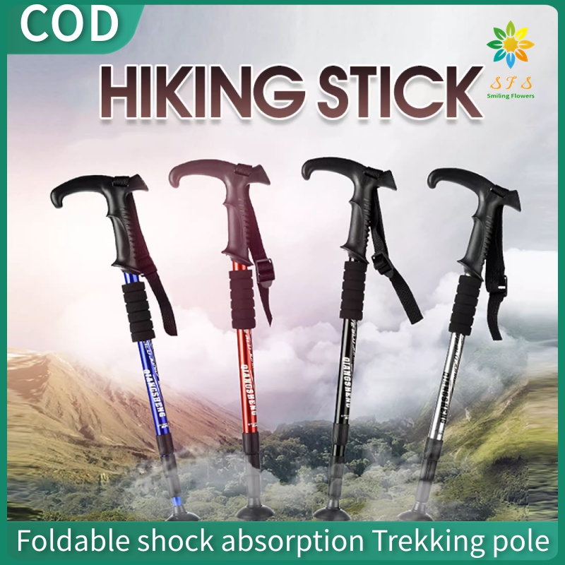 【COD】Walking Stick Foldable Adjustable Shock-Absorbing Hiking Stick ...