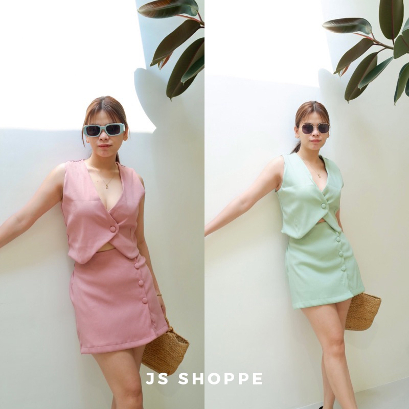 COD OLIVIA Sleeveless Top & Skirt Set |92| JS’ Shoppe | Shopee Philippines