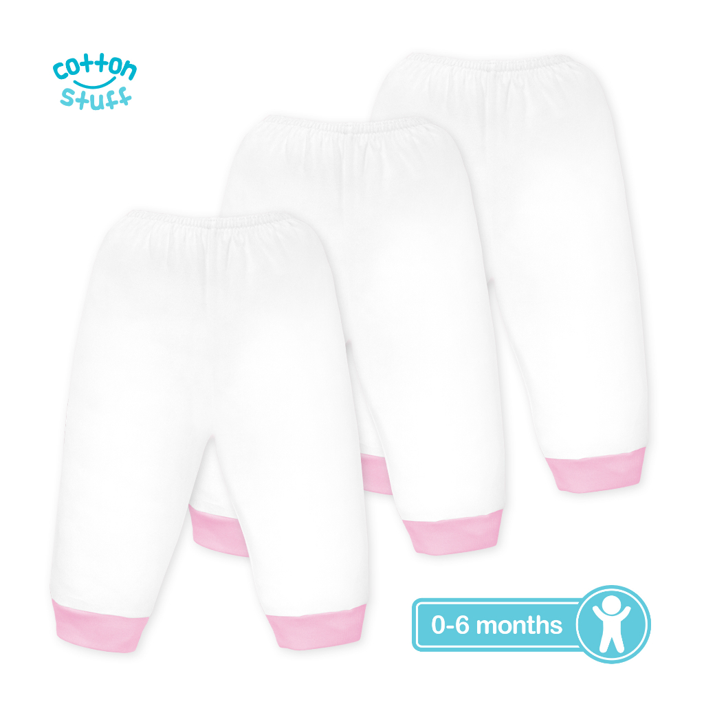 Cotton Stuff Pure Cotton 3-piece Pajama Pants (White with Pink) Central ...