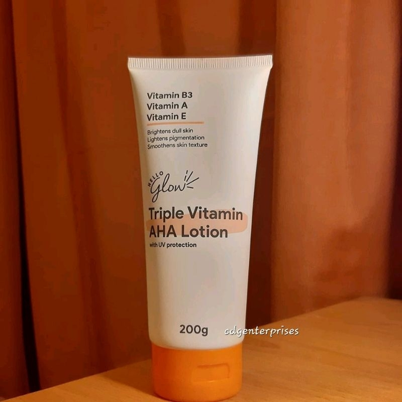 Hello Glow Triple Vitamin AHA Lotion with UV Protection 200g | Shopee ...