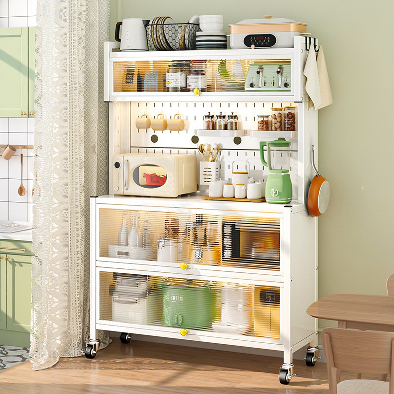 Kitchen Storage Cabinet Sideboard Cupboard Microwave Stand Cabon Steel ...