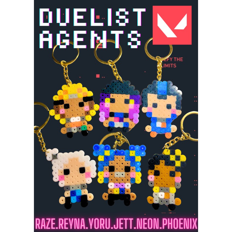 Valorant Inspired Pixel Keychains Perler Handmade beads Reyna Phoenix ...