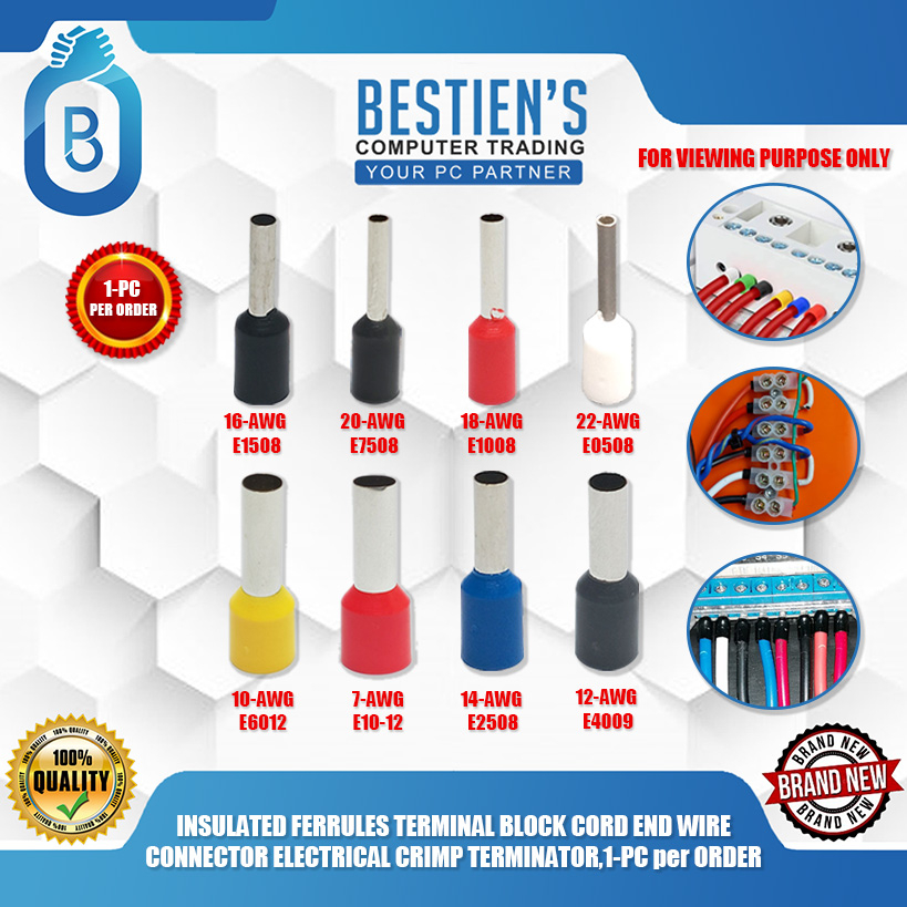 INSULATED FERRULES TERMINAL BLOCK CORD END WIRE CONNECTOR ELECTRICAL ...