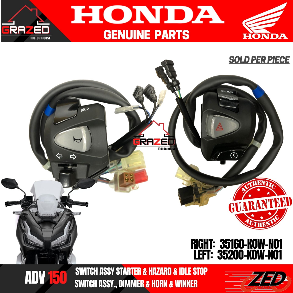 SWITCH ASSEMBLY LEFT AND RIGHT for Honda ADV 150 (35160-K0W-N01 / 35200 ...