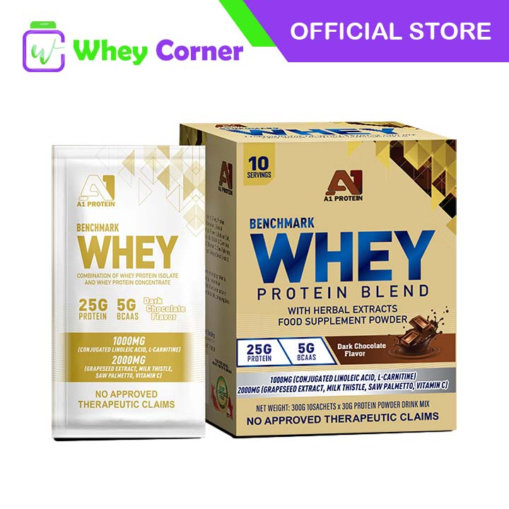 A1 Protein Benchmark Whey Protein 10, 20, 30 sachets/servings trial ...
