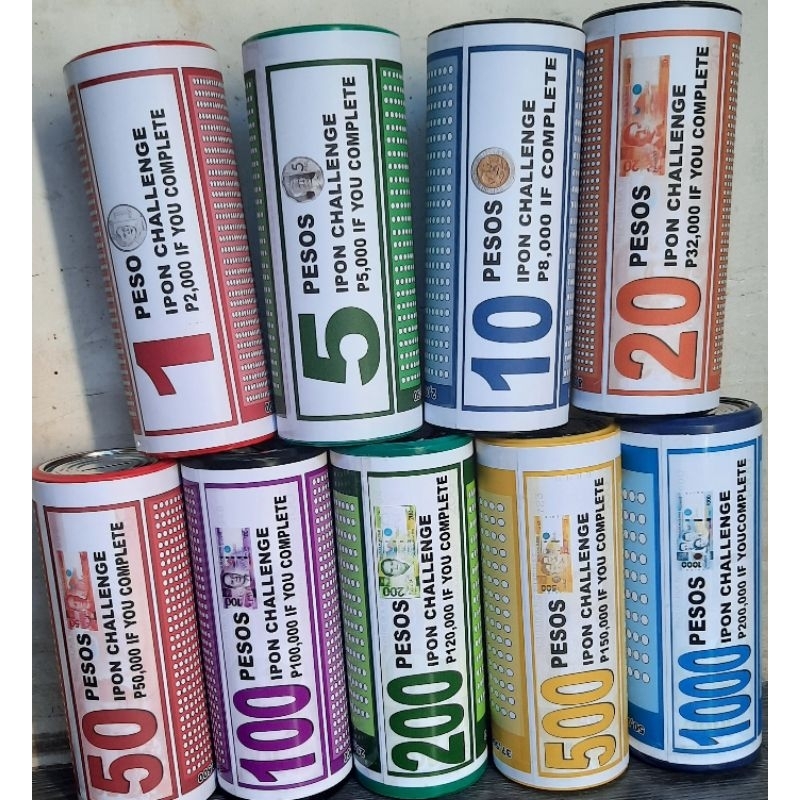 Ipon Challenge PAPER & COIN BILLS ALKANSYA Coin Bank ( 1, 5, 10, 20, 50 ...