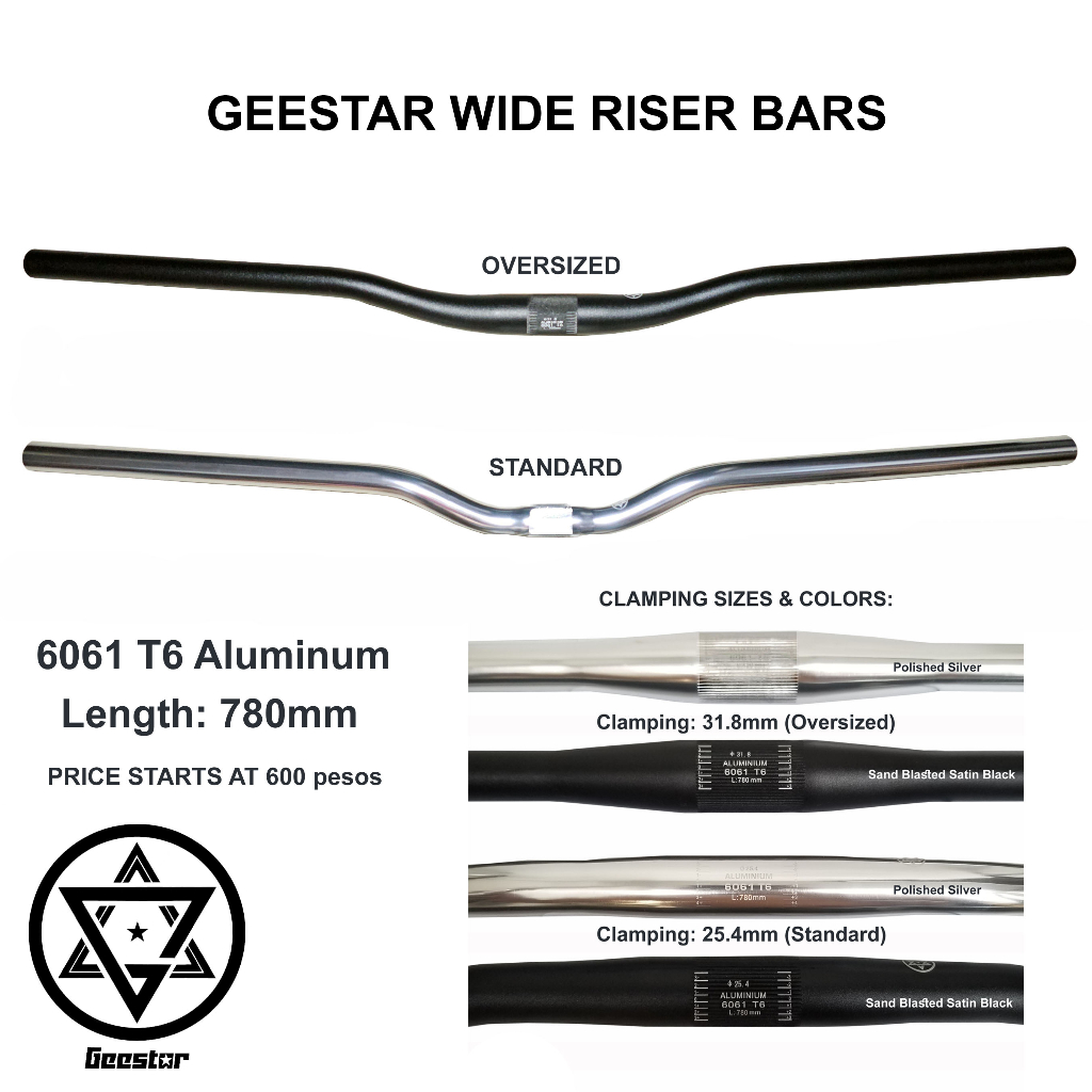 Geestar Bike Handlebar Wide Riser Bar 780mm Standard 25.4 Oversize 31.8 ...