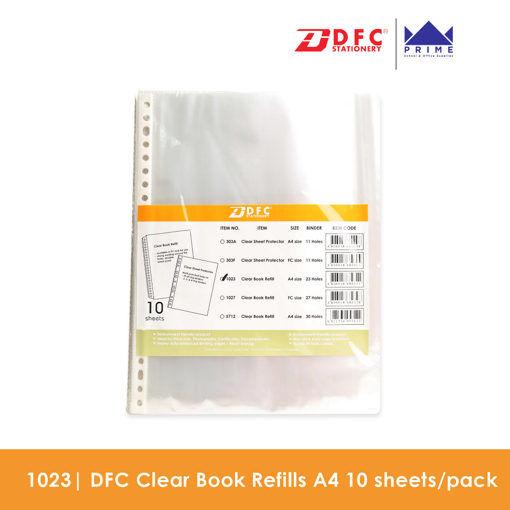 DFC 1023 Clear Book Refills A4 [74161023] (10/pack) | Shopee Philippines
