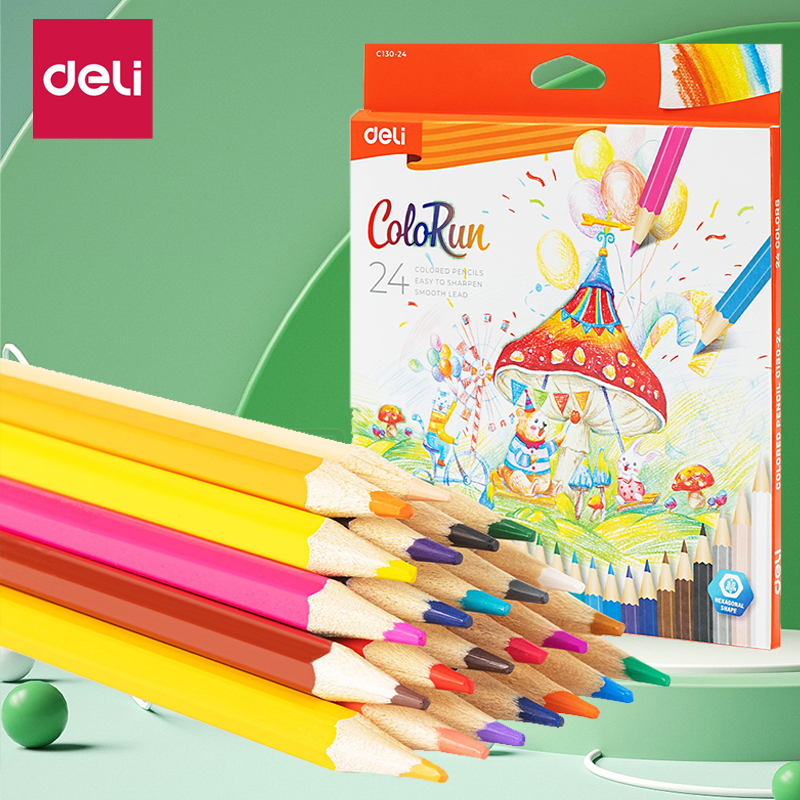 Deli 12/24 PCS Color Pencil Set Colored Pencils Children's Drawing Pens ...