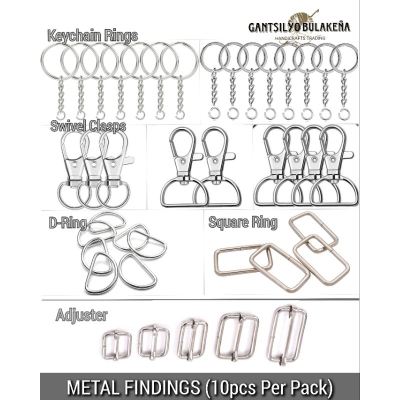 Metal Findings Keychain Rings w/ Jumprings/ Swivel Hook Clasp/ D-Ring ...