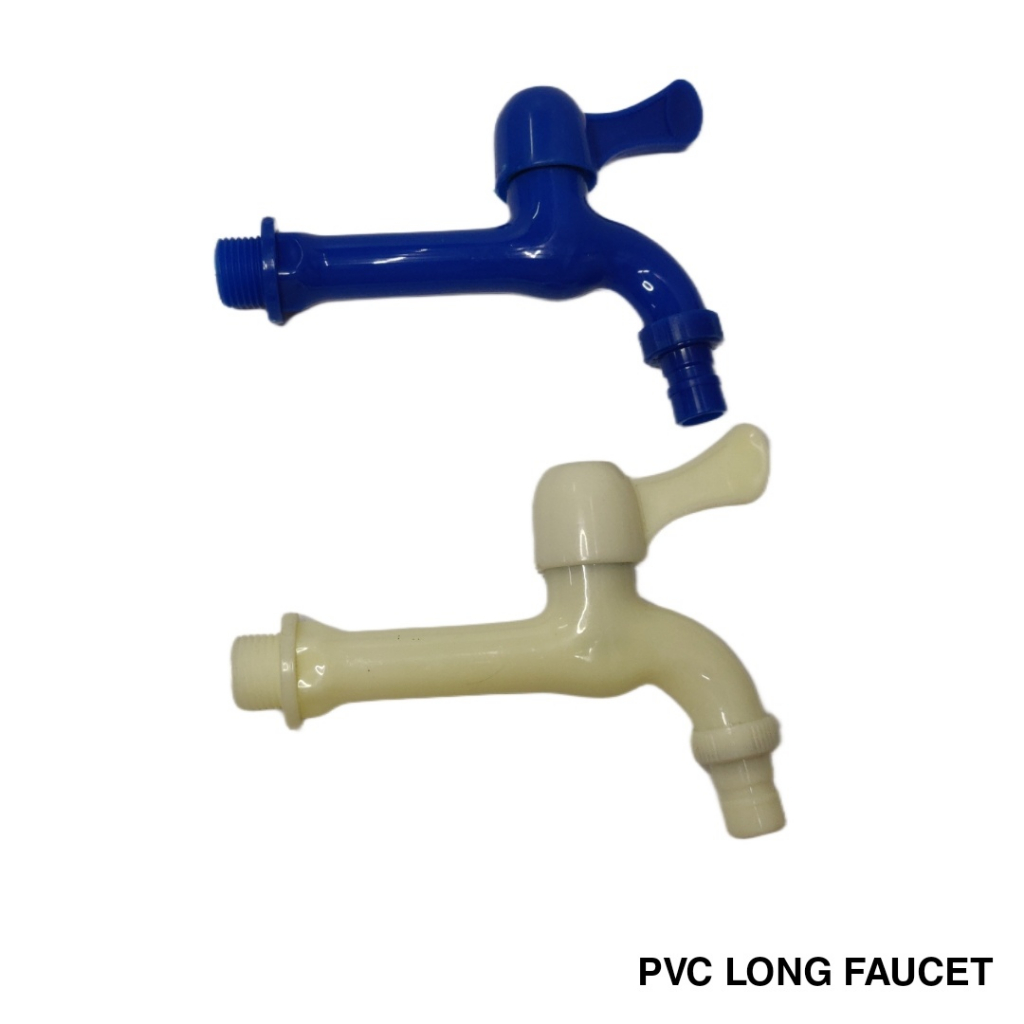 PVC long faucet 1/2x4" (LONG) BLUE & WHITE W/BIBB | Shopee Philippines