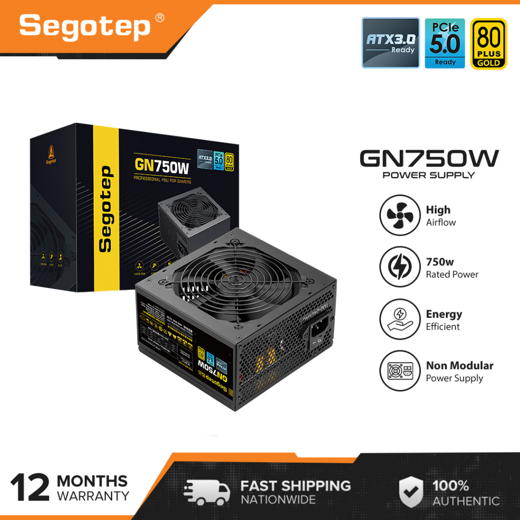 Segotep GN750W Non-Modular 80 Plus Gold Power Supply (ATX 3.0, PCIE 5.0 ...