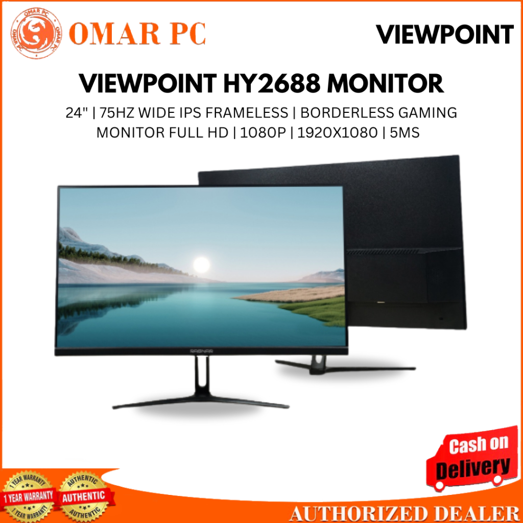 VIEWPOINT HY2688 24" Wide Full HD 1080p 75hz Frameless / Borderless ...