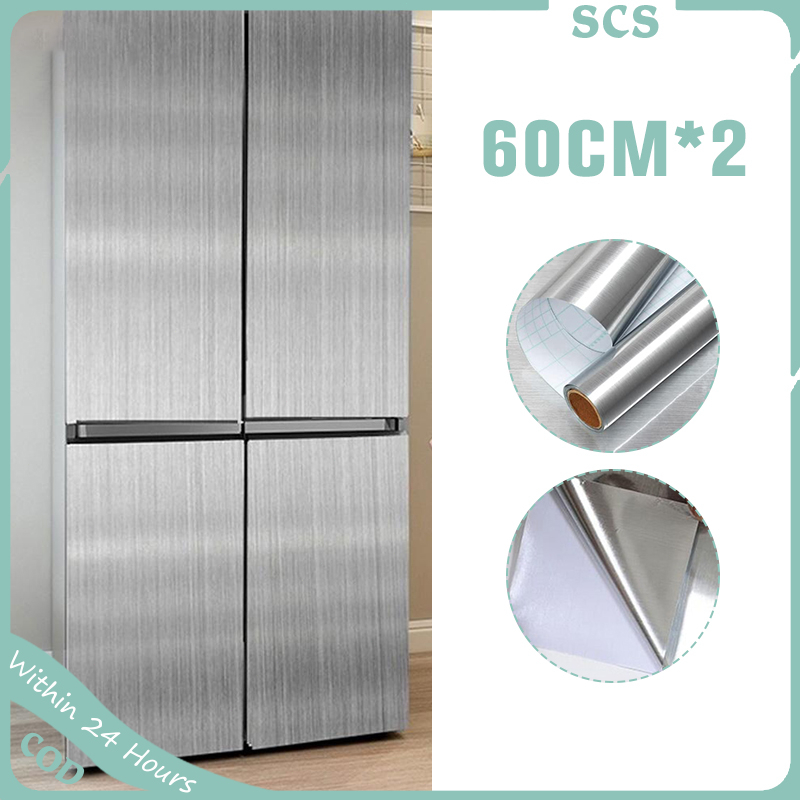 60*200cm Waterproof Contact Paper Brushed Metal Texture Refrigerator ...