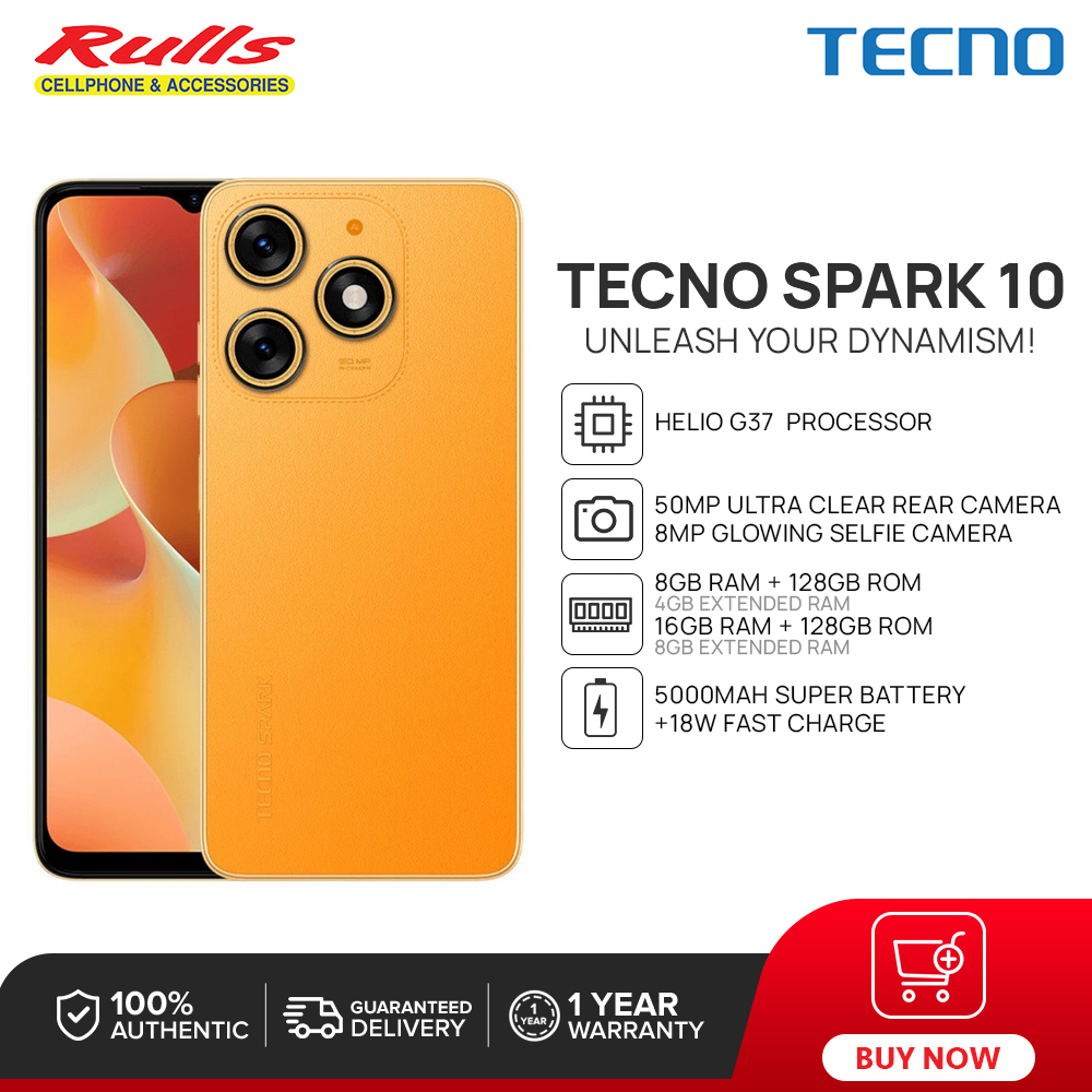 Tecno Spark 10 Smartphone 4Gb+128Gb & 8Gb+128Gb Helio G37 Processor 6.6" HD+ 90Hz Refresh Rate ...