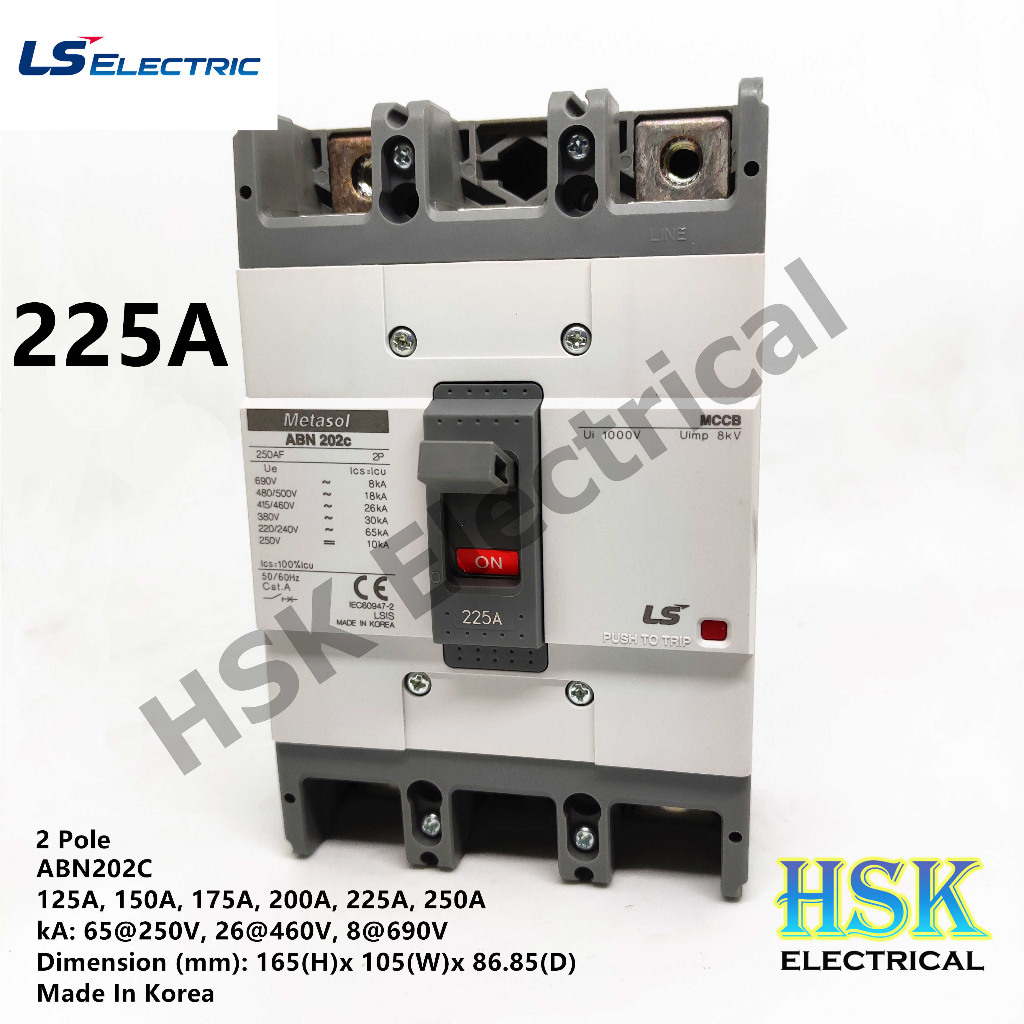 15A to 250A ABN 2pole LS Electric MCCB Molded Case Circuit Breaker ABN52C ABN62C ABN102 ABN202C ...