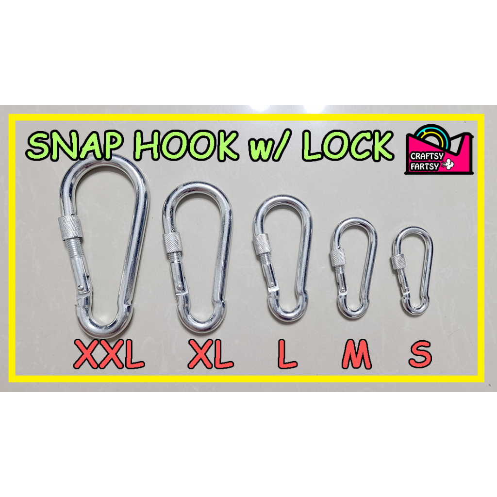 Snap hook with lock/ Heavy Duty Metal Lock Carabiner Hook Snap Clip D ...