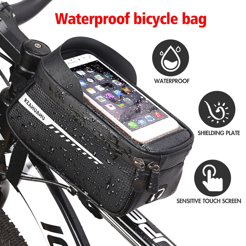RZAHUAHU 6.7 inch Riding Waterproof Bike Bag 3M Bike Rack Bag Touch ...