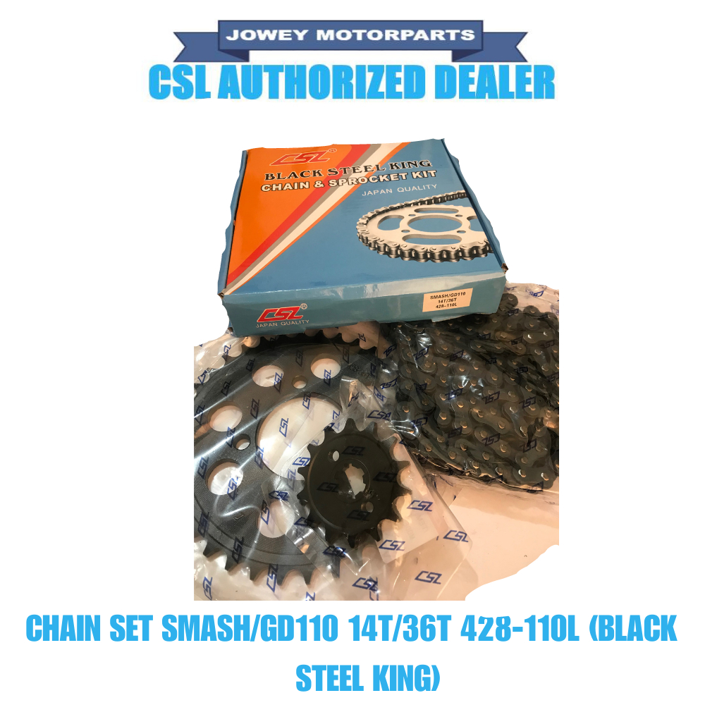 CSL CHAIN SET SMASH/GD110 14T/36T 428-110L (BLACK STEEL KING) JAPAN ...
