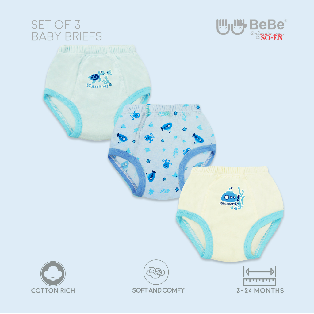 BeBe By SO-EN Baby 3in1 Underwater Friends Cotton Rich Brief | Shopee ...