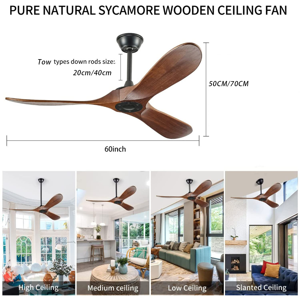 CHNT Ceiling Fan With Light Remote 6 Speeds Smart Timing DC Motor for ...