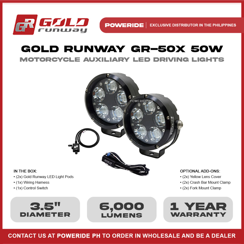 Gold Runway Motorcycle Auxiliary Driving Lights with Warranty | Shopee ...