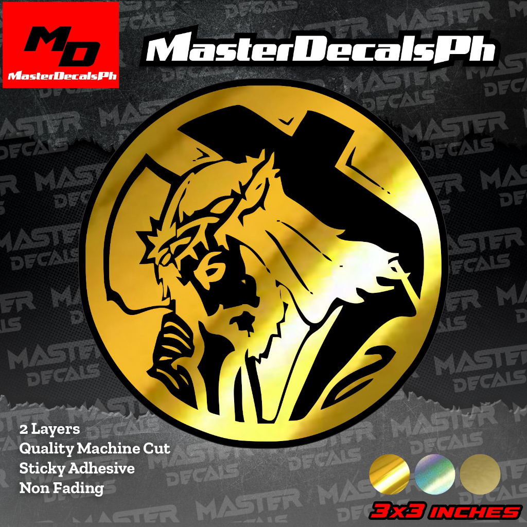 JESUS CARRYING CROSS LOGO, EMBLEM, , 2 LAYERS Die Cut Sticker, High ...
