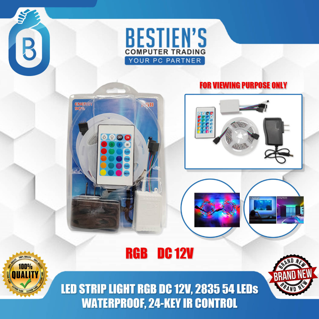 LED STRIP LIGHT RGB DC 12V, 2835 54 LEDs WATERPROOF, 24-KEY IR CONTROL | Shopee Philippines