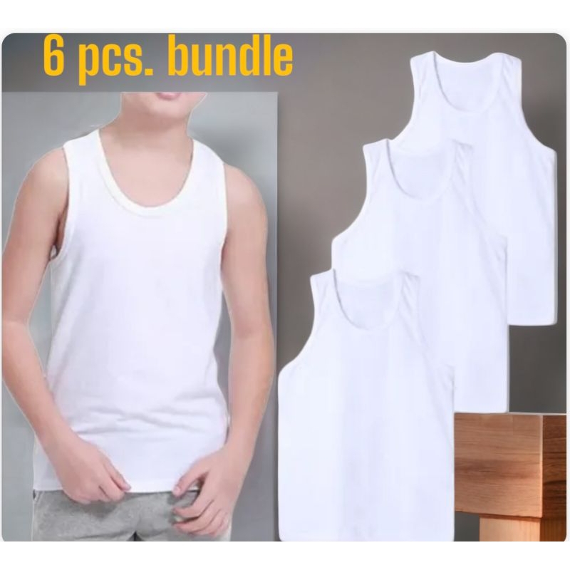 6pcs. Plain White Sando for kids boy 1-16 yrs old | Shopee Philippines