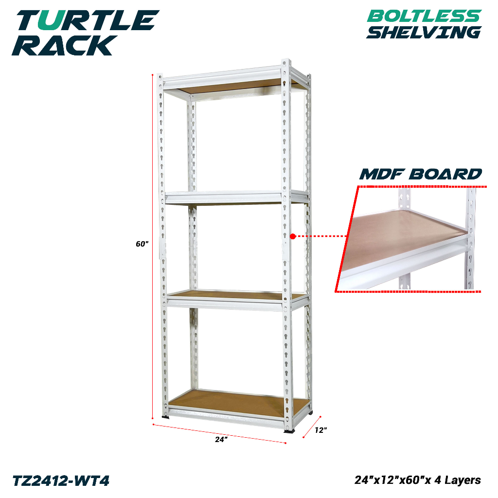 TURTLE RACK Boltless Steel Rack 3/4/5 Layers All-Metal/MDF Shelving ...
