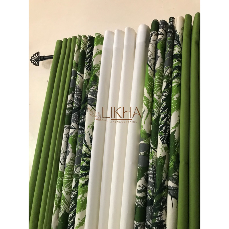 LIKHA - 3in1 Elegant Mordivine/Cardivine/Ivy Green Ring Curtains(6ft/7ft)- Sold per PIECE/SET ...