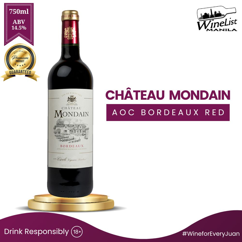 Chateau Mondain AOC Bordeaux Red | Merlot, Cabernet Franc | Cabernet ...