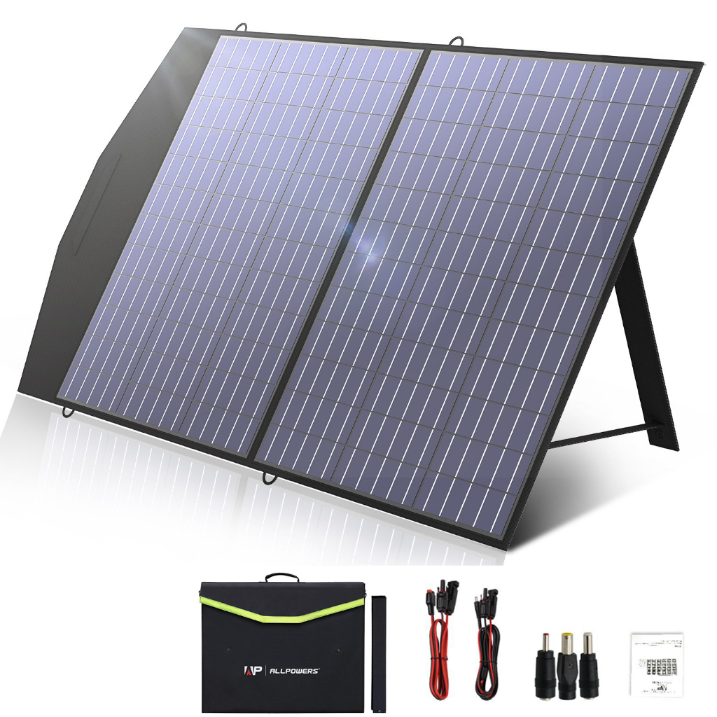 Allpowers 100w 140W foldable solar panel 18V Polycrystalline Lightweight Solar Panel Camping ...