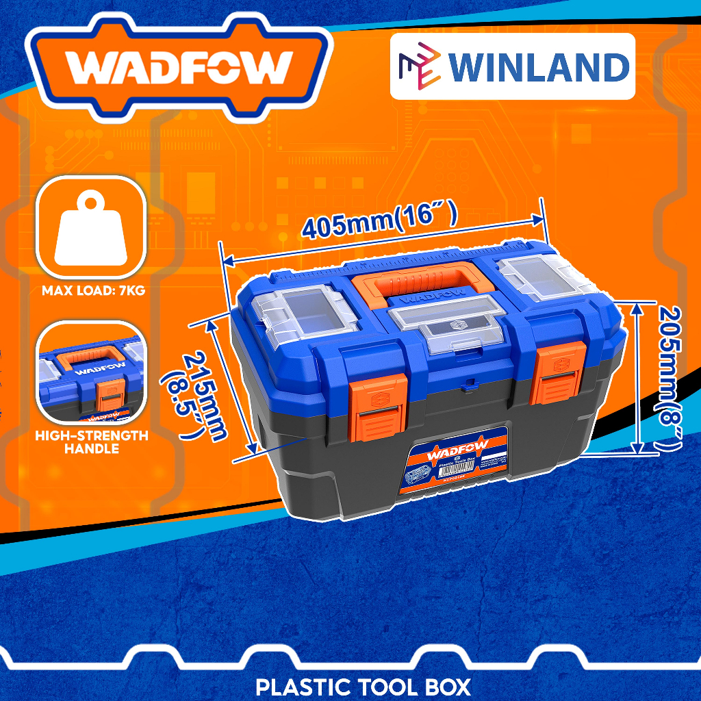 Wadfow by Winland 13inch-16inch Plastic Tool Box Organizer Case /w Removable Tray Heavy Duty WAD ...