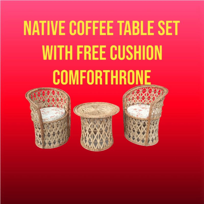 COFFEE TABLE SET 2 chairs and 1 table with FREE CUSHION/ NATIVE CLASSY ...