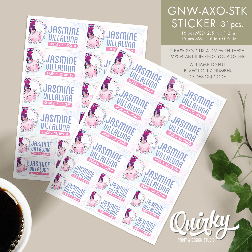 Personalized Waterproof Name Stickers - Girl Designs | Shopee Philippines