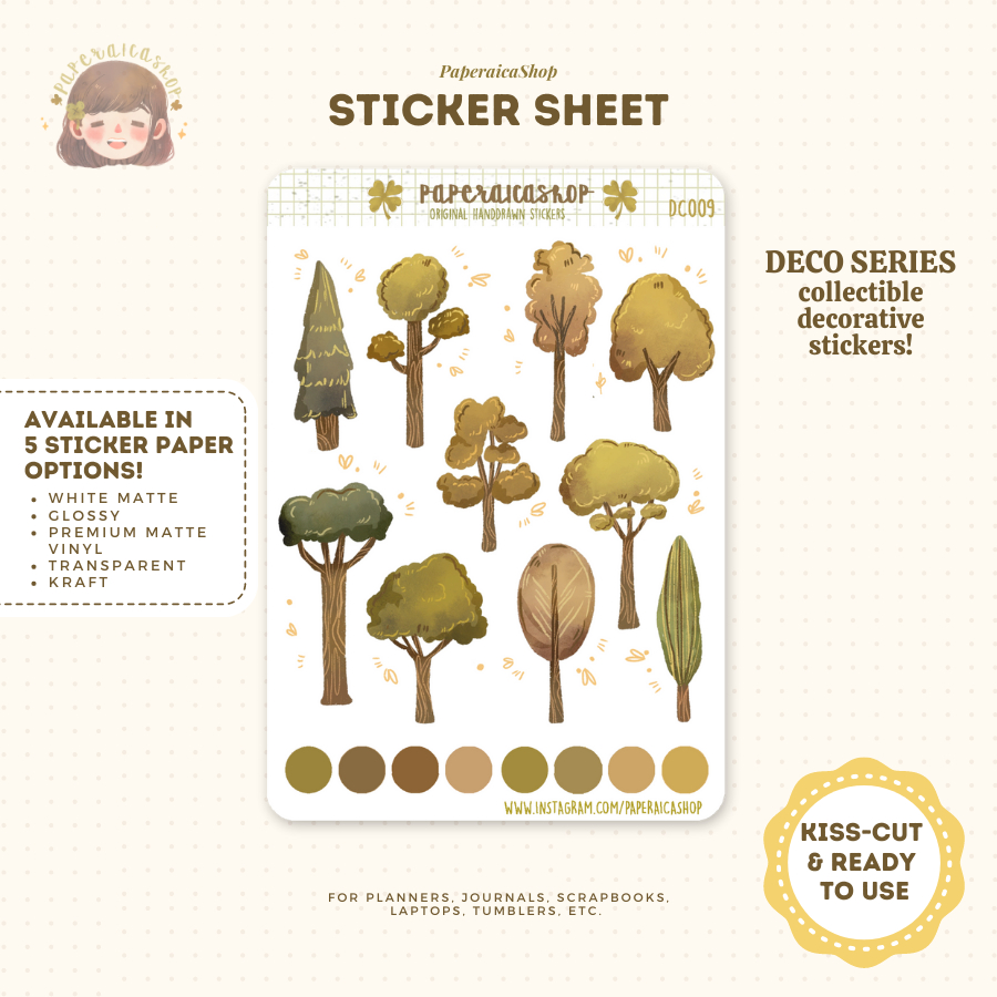 Cute Trees Planner Stickers, Vintage Stickers, Aesthetic Stickers ...