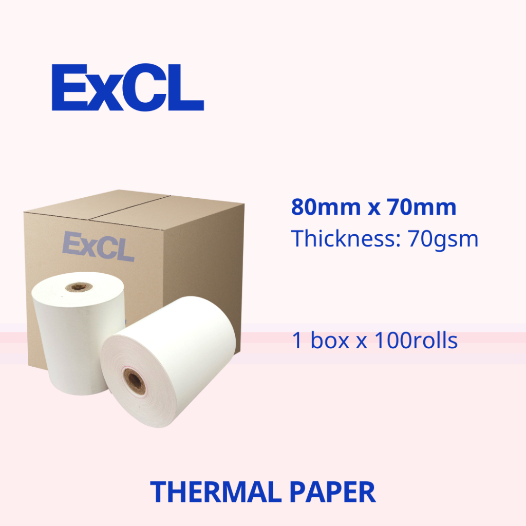 ExCL - Thermal Paper 80mm x 70mm (50 Rolls per Box) | Shopee Philippines