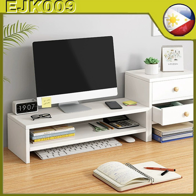 1/2 Tier Monitor Stand Computer Screen Increased Shelf Wooden Desktop ...